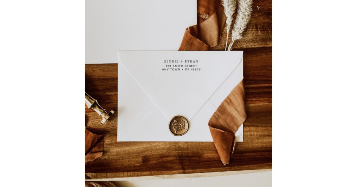 Modern Wedding Return Address Rubber Stamp Minimal | Zazzle
