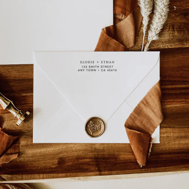 Modern Wedding Return Address Rubber Stamp Minimal | Zazzle