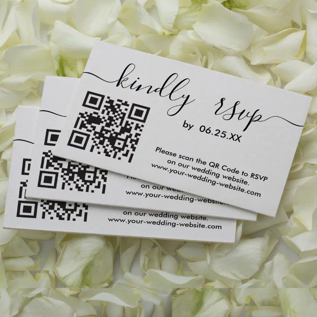 Modern Wedding RSVP Online Website With QR Code Enclosure Card | Zazzle