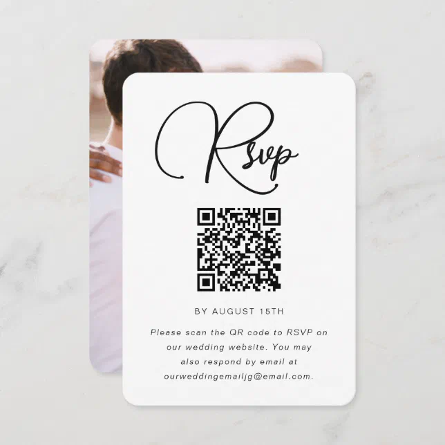Modern Wedding RSVP with QR Code and Photo | Zazzle