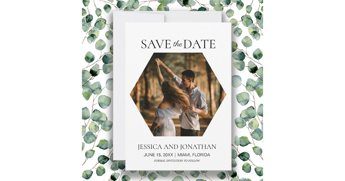 Modern Wedding Save the Date Hexagon Photo | Zazzle