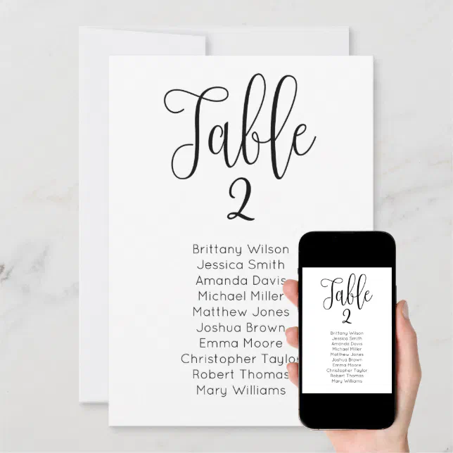 Modern wedding seating chart. Classic table plan Invitation | Zazzle