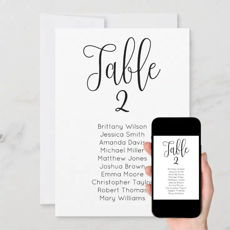 Modern wedding seating chart. Classic table plan Invitation | Zazzle