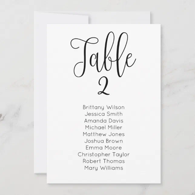 Modern wedding seating chart. Classic table plan Invitation | Zazzle