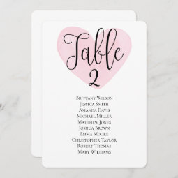 Modern wedding seating chart Pink heart table plan Invitation | Zazzle