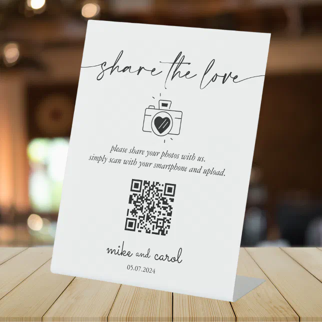 Modern Wedding Share the love photos QR Code Sign | Zazzle
