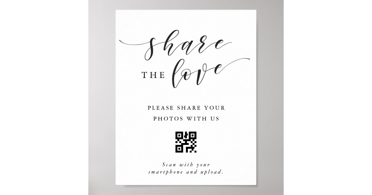 Modern Wedding Share the Love QR code Sign | Zazzle