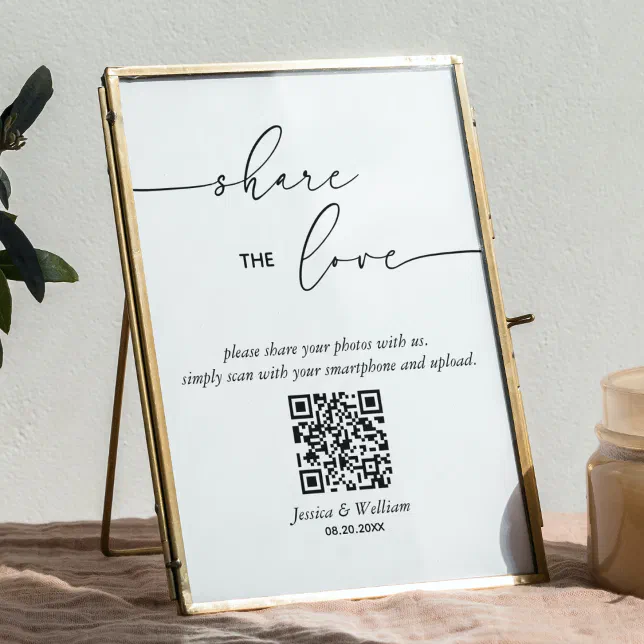 Modern Wedding Share The Love Qr Code Sign | Zazzle