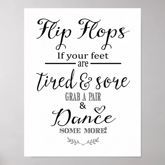 Modern wedding sign Flip Flop Dance print | Zazzle