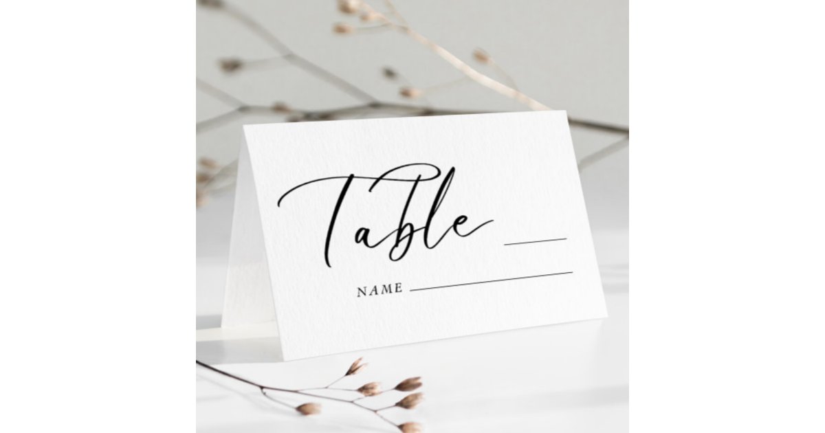 Modern Wedding Table Number Place Card | Zazzle