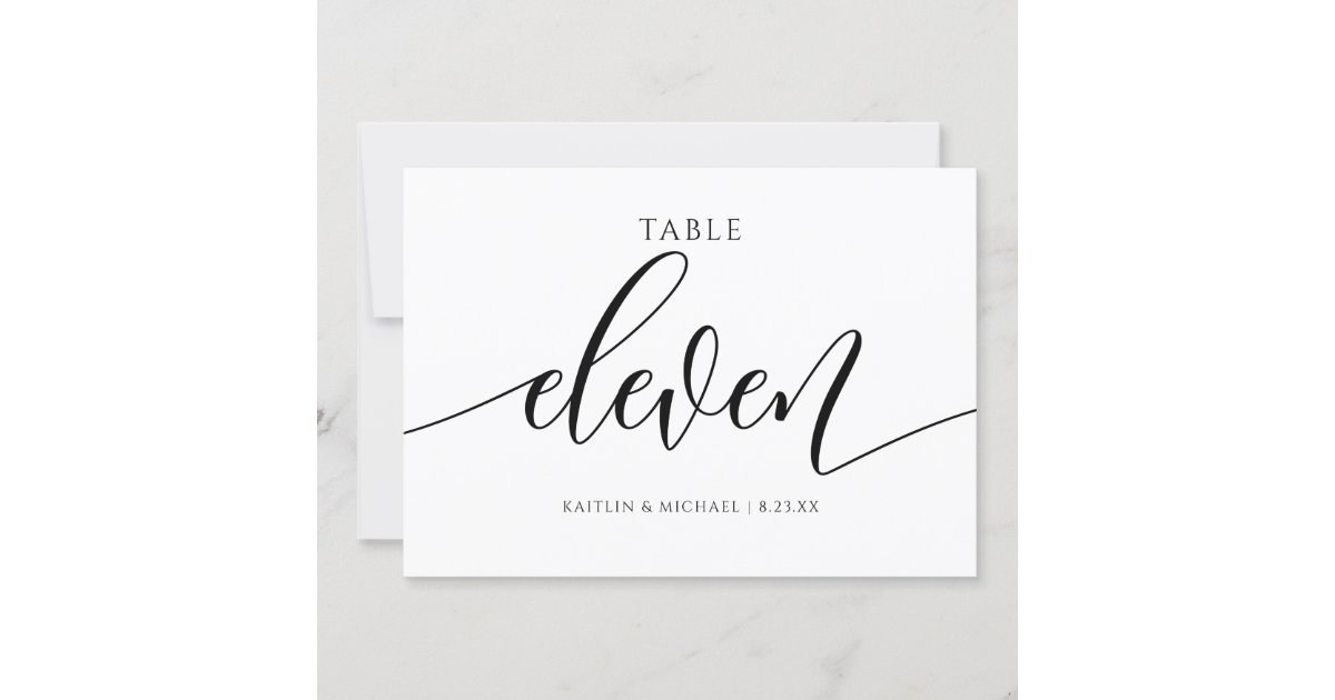 Modern Wedding Table Numbers Calligraphy - 11 | Zazzle