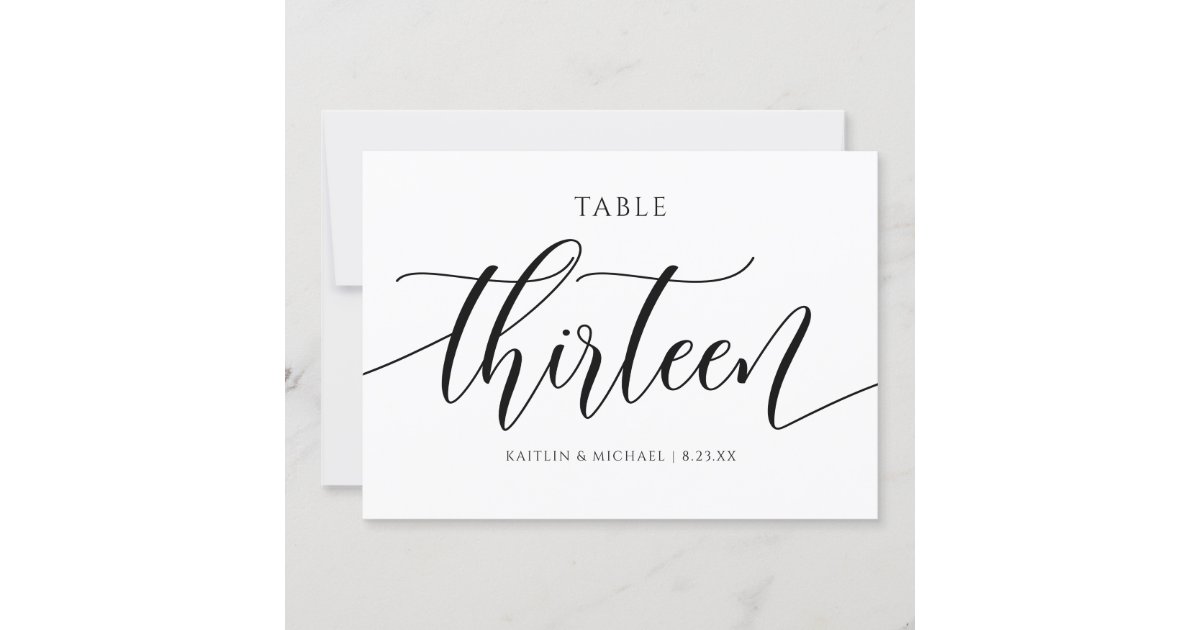 Modern Wedding Table Numbers Calligraphy - 13 | Zazzle