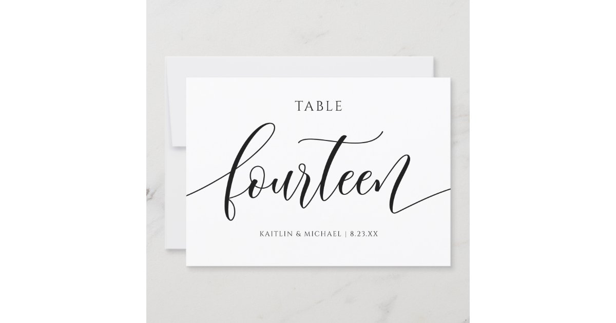 Modern Wedding Table Numbers Calligraphy - 14 | Zazzle