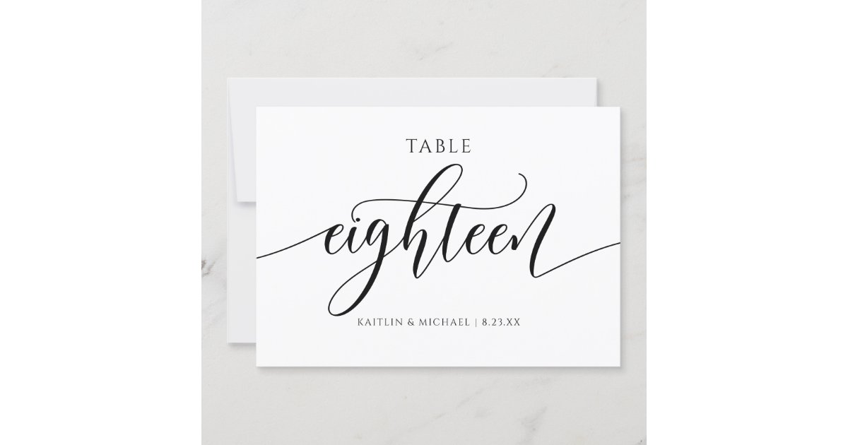 Modern Wedding Table Numbers Calligraphy - 18 | Zazzle