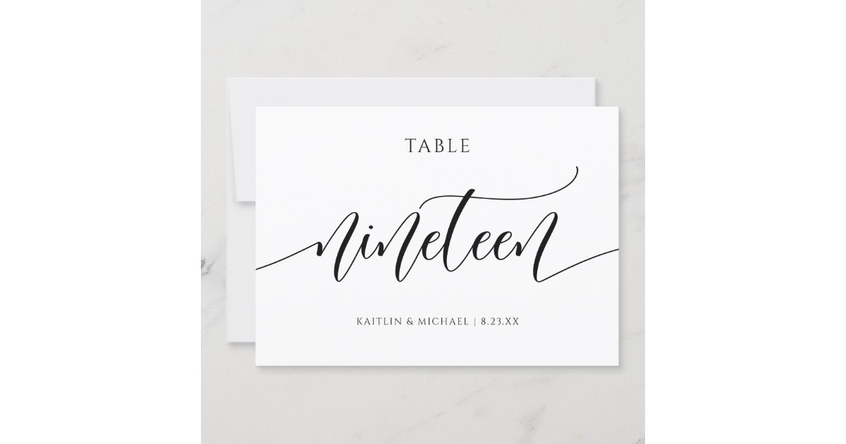 Modern Wedding Table Numbers Calligraphy - 19 | Zazzle