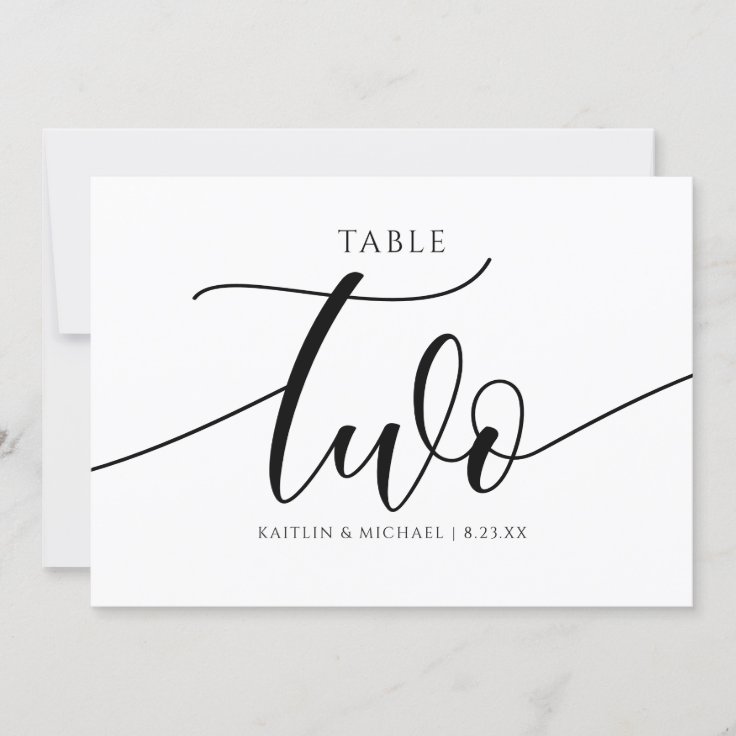 Modern Wedding Table Numbers Calligraphy - 2 | Zazzle