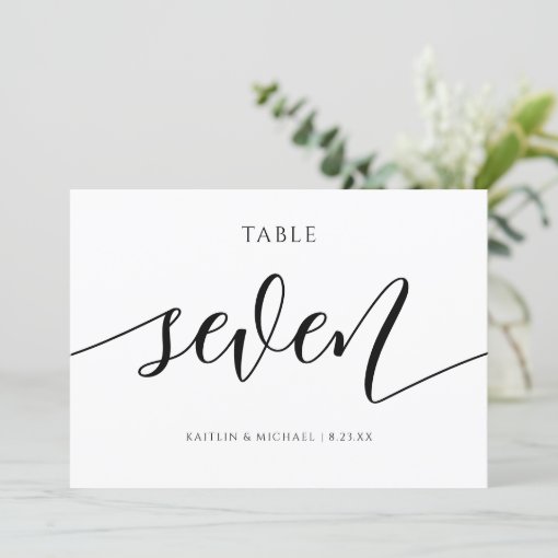 Modern Wedding Table Numbers Calligraphy - 7 | Zazzle