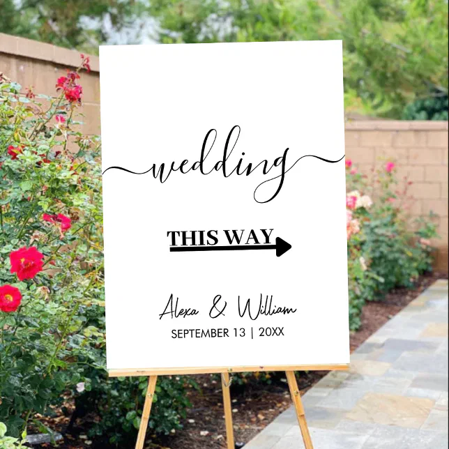 Modern Wedding This Way Welcome Sign | Zazzle