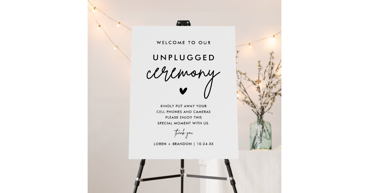 Modern Wedding Unplugged Ceremony Sign | Zazzle