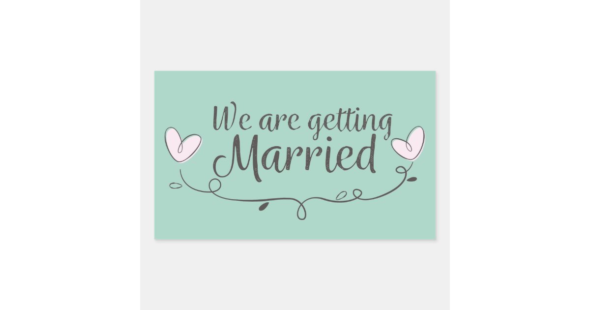 Modern Wedding We Are Getting Married Doodle Rectangular Sticker | Zazzle