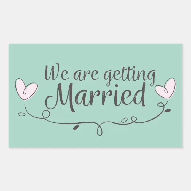 Modern Wedding We Are Getting Married Doodle Rectangular Sticker | Zazzle