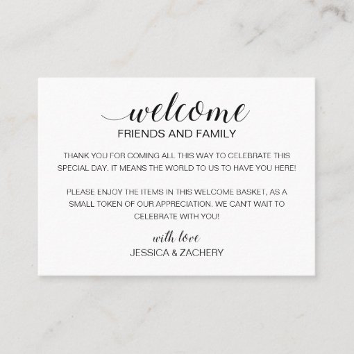 Modern Wedding Welcome Gift Bag Basket Place Card | Zazzle