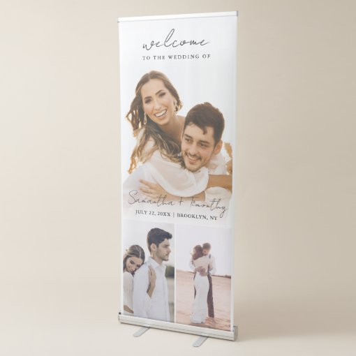 Modern Wedding Welcome Photo | Collage Retractable Banner | Zazzle