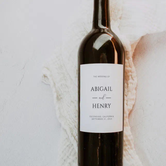 Modern Wedding Wine Label Minimalist | Zazzle