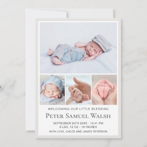 Modern Welcome Little Gentleman Man Baby Boy Birth Announcement | Zazzle