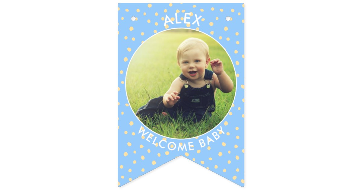 Modern Welcome New Baby Boy Girl Newborn photo Bunting Flags | Zazzle
