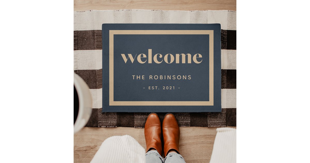 Modern Welcome | Personalized Doormat | Zazzle