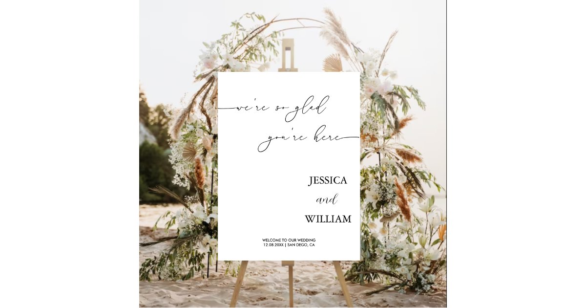 Modern Welcome Sign We're so glad you're here | Zazzle