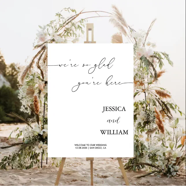 Modern Welcome Sign We're so glad you're here | Zazzle