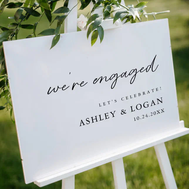 Modern We're Engaged Engagement Party Celebration Foam Board | Zazzle