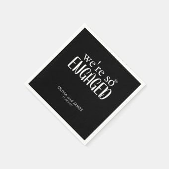 Modern We're So Engaged Diamond Ring Engagement Napkins | Zazzle