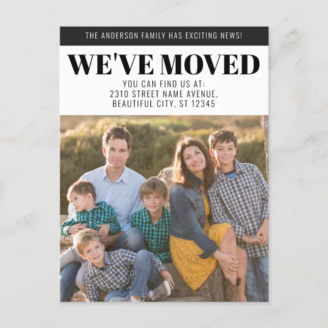 Modern We've Moved Bold Typography Photo Moving Announcement Postcard ...