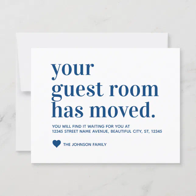 Modern We've Moved Guest Room Moving Navy Blue Announcement | Zazzle