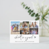 Modern What A Year Photo Collage Holiday Postcard | Zazzle