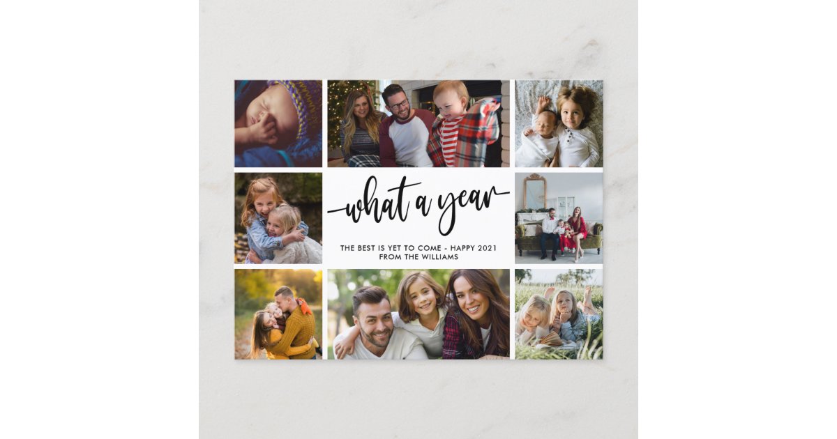 Modern What A Year Photo Collage Postcard | Zazzle