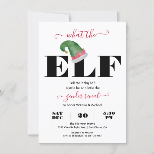 Modern what the Elf Gender Reveal Baby Shower Invitation | Zazzle