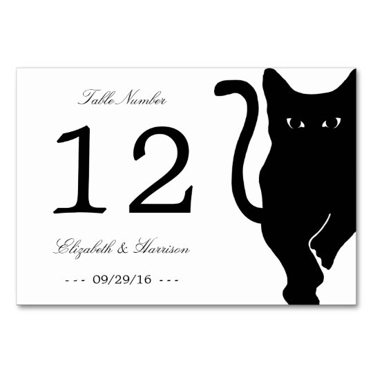 Modern Whimsical Black Cat Wedding Table Number | Zazzle.com