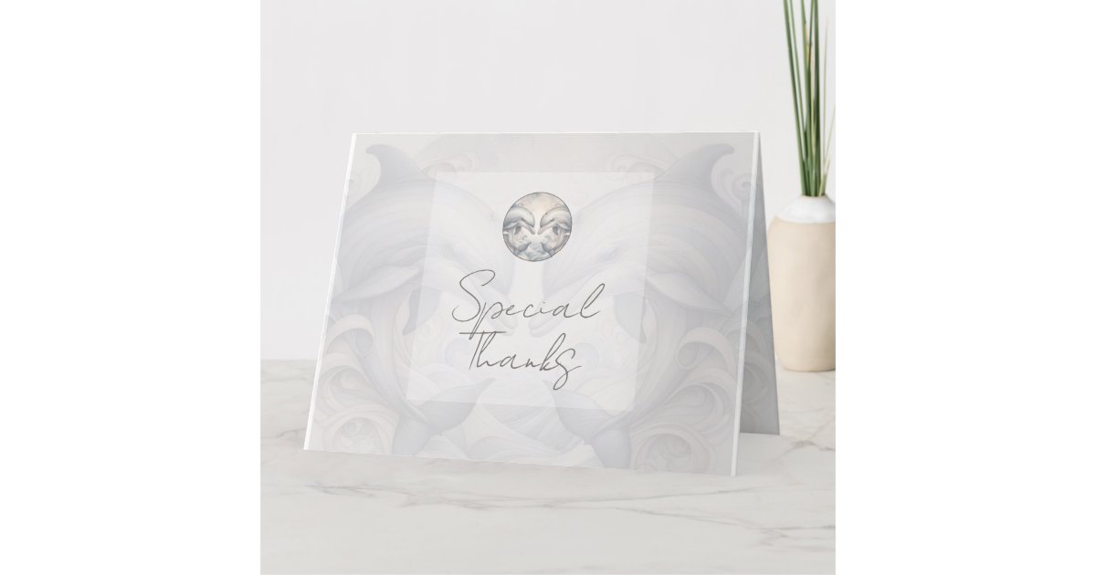 Modern Whimsy Dolphin Wedding Thank You Card | Zazzle
