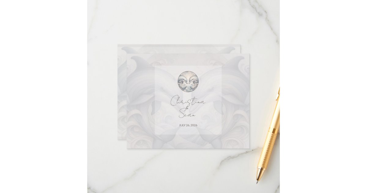 Modern Whimsy Dolphins Wedding QR Code Enclosure C | Zazzle