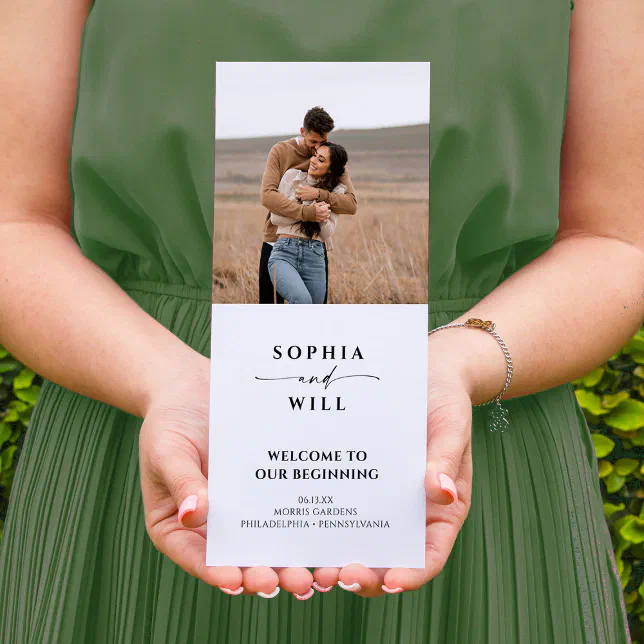 Modern Whimsy Trifold Wedding Program Flyer | Zazzle
