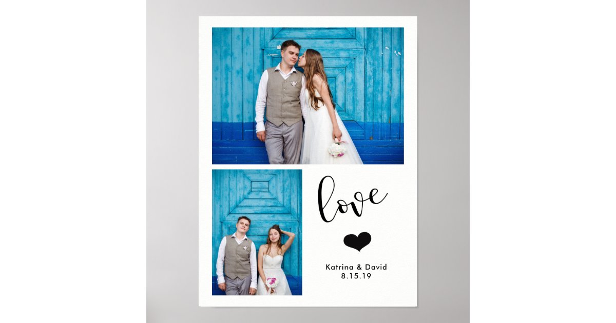 Modern Whimsy | Two Photo Wedding Poster | Zazzle