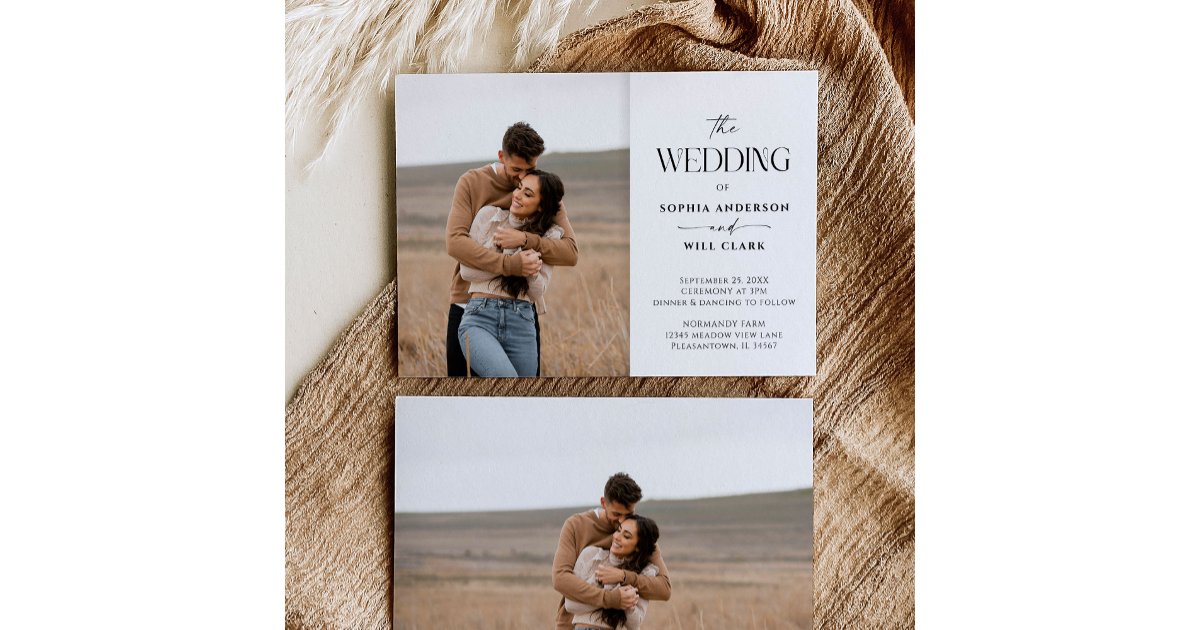 Modern Whimsy Wedding Invitation with Photo | Zazzle