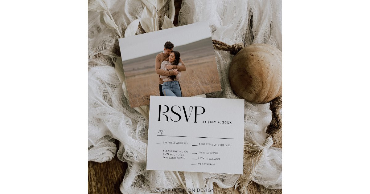 Modern Whimsy Wedding RSVP Card | Zazzle