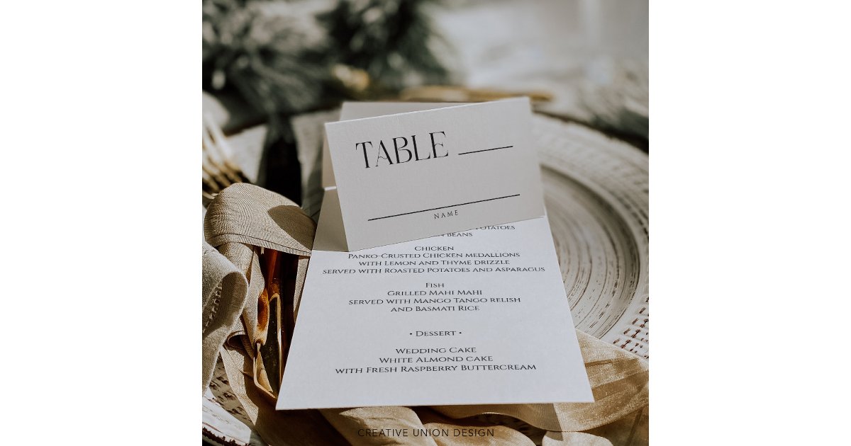 Modern Whimsy Wedding Table Place Cards | Zazzle