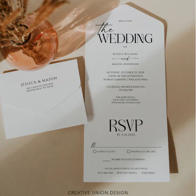 Modern Whimsy Wedding Tri-Fold Invitation | Zazzle