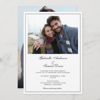 Modern White 2 Photo Simple Wedding Invitation | Zazzle